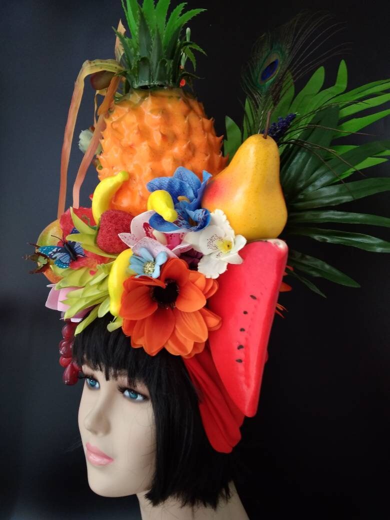 Fruit headdress with large pineapple Carmen Miranda turban | Etsy
