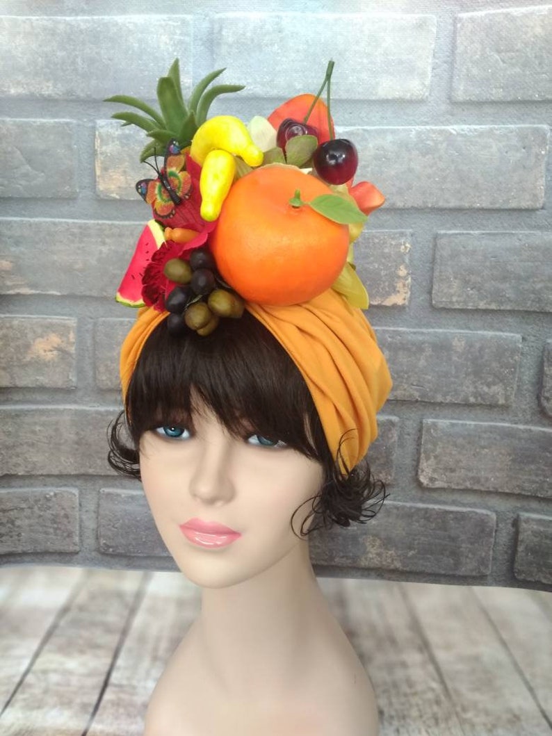 Orange fruit hat Carmen miranda hat Tutti frutti party hats | Etsy