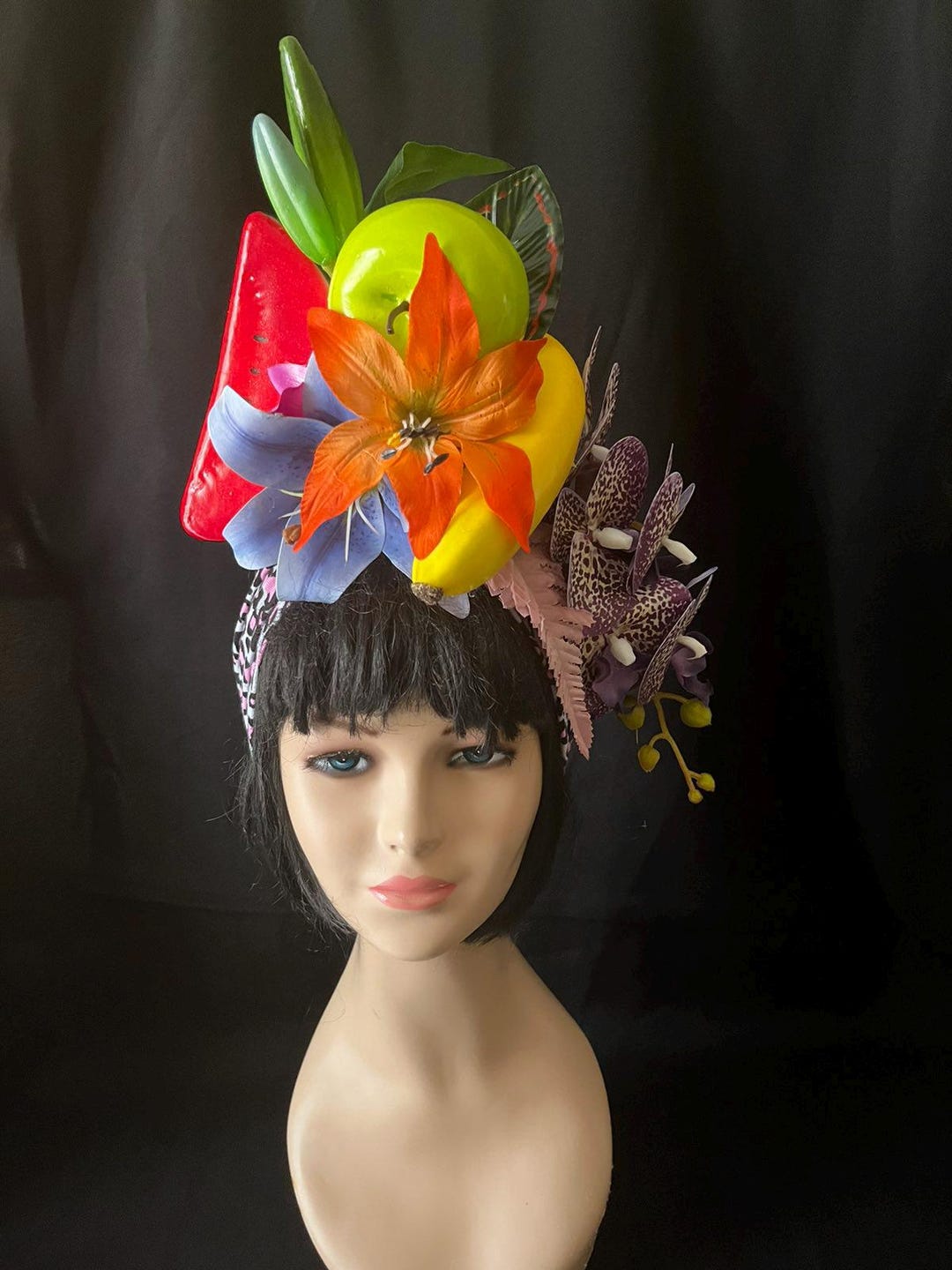 Tutti Frutty Hat Carmen Miranda Style Fruit Turban Hat Fruit Headdress ...