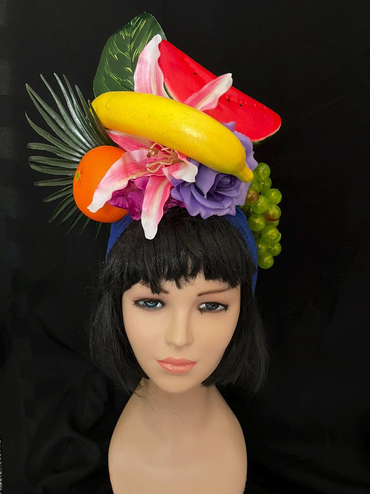 Blue Fruit Hat Carmen Miranda Costume Fruit Headdress Chiquita Banana ...