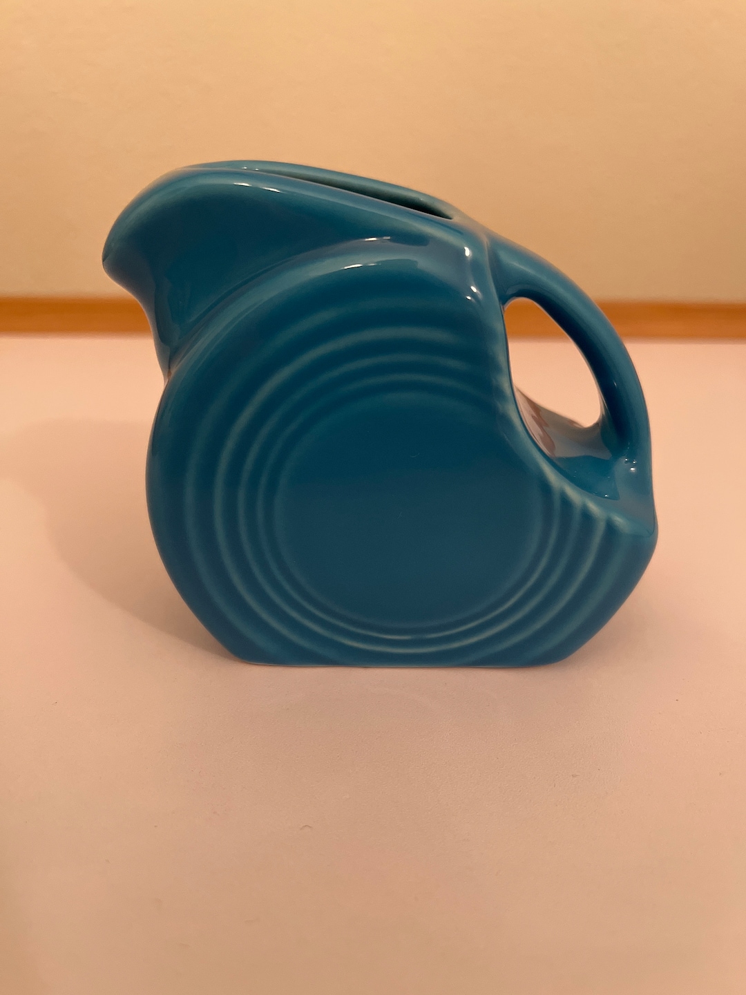 Fiesta Mini Disc Pitcher HTF PEACOCK BLUE Fiestaware Mini Creamer ...