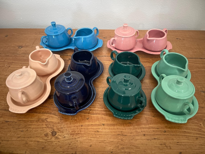FIESTA P86 Sugar Bowl and Creamer Tray Set in Color Choice Fiestaware ...