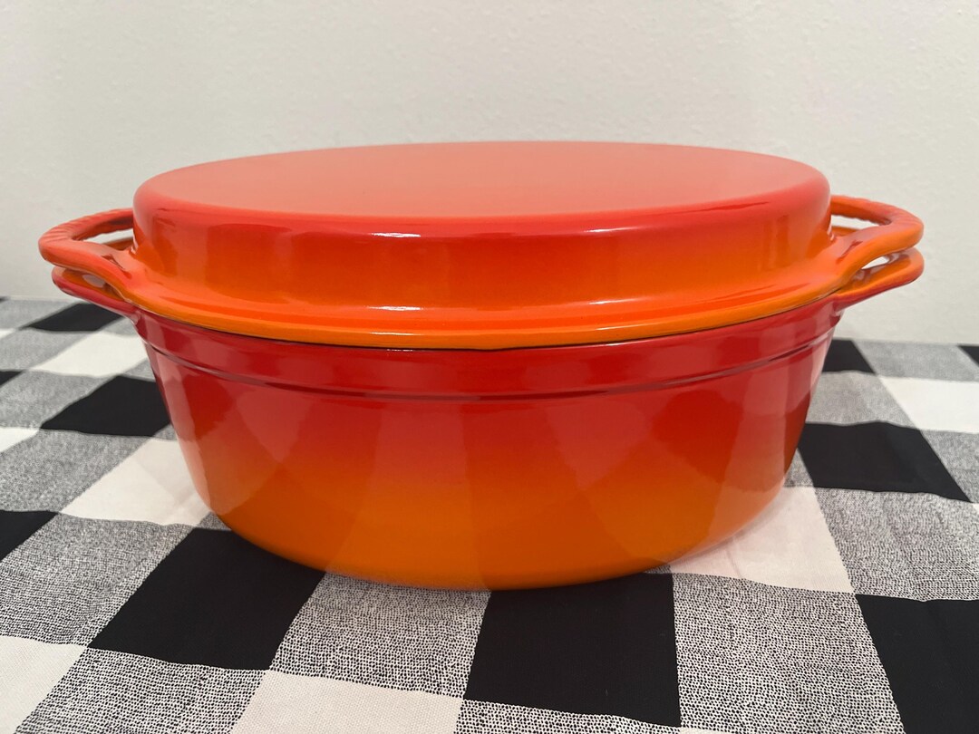 Le Creuset 28 4.75 Quart Oval Dutch Oven With Grill Pan FLAME ORANGE ...
