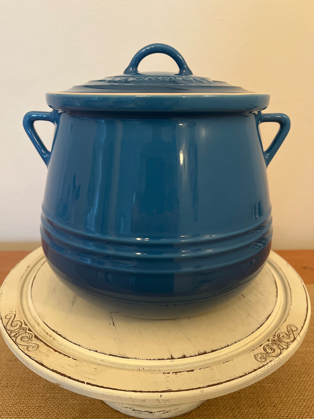Le Creuset Stoneware 4.5 Quart HERITAGE BEAN POT in Marseille Blue ...
