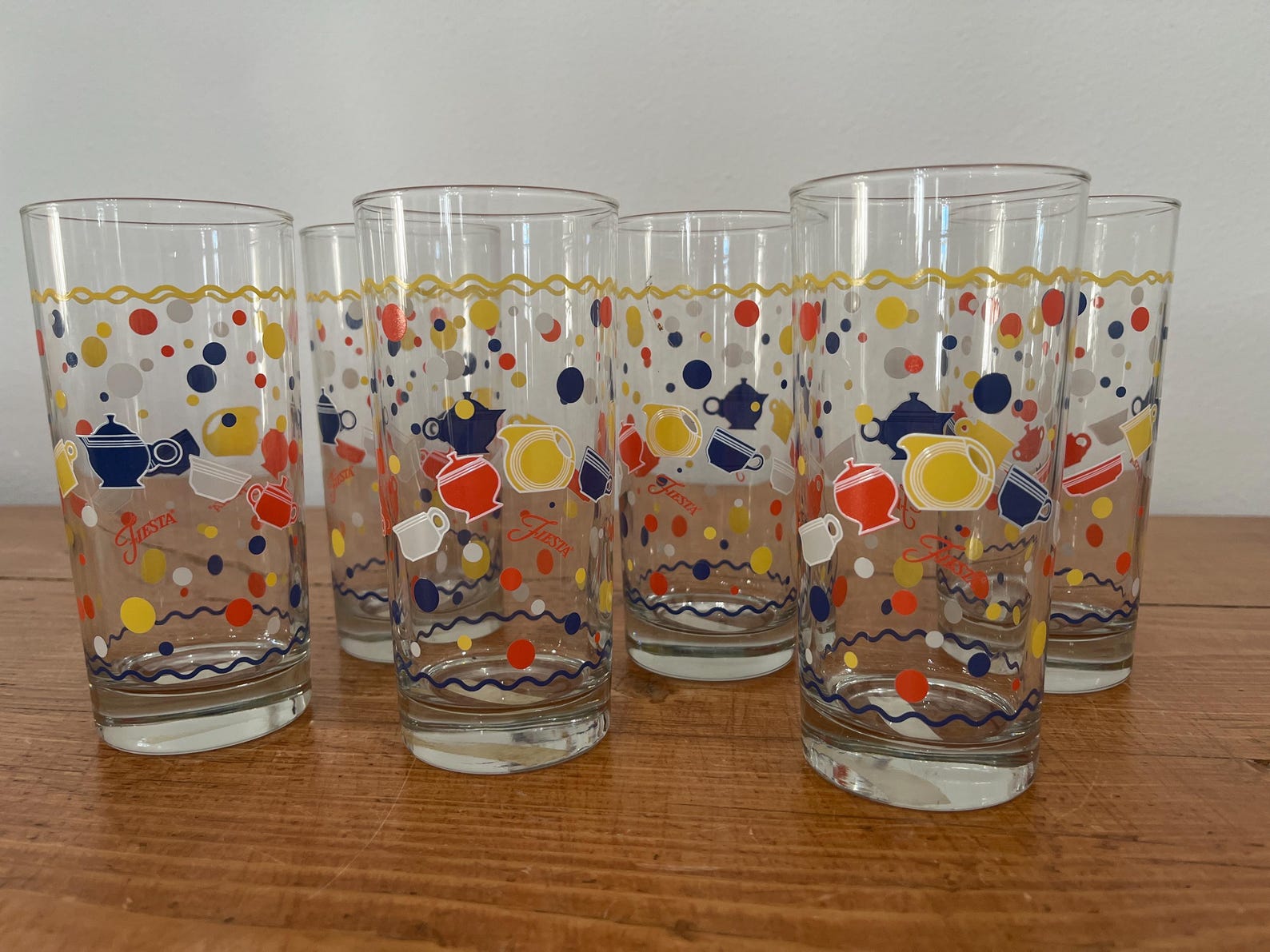 Fiesta CROCKERY GLASS SET of 6 Water Glasses by Culver Industries ...