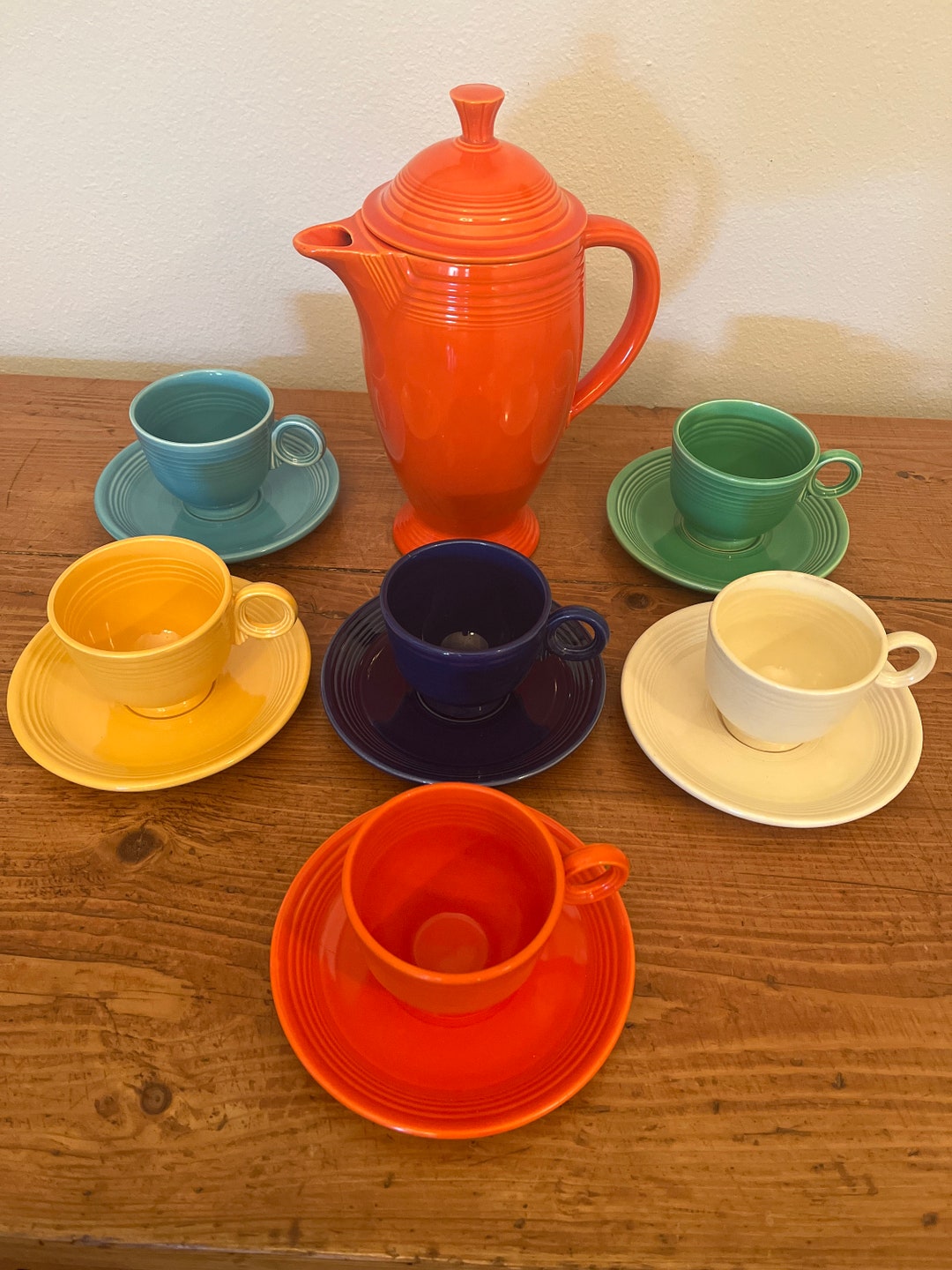 Fiesta Teacup and Saucer Set-vintage ORIGINAL 6 COLORS Fiestaware ...