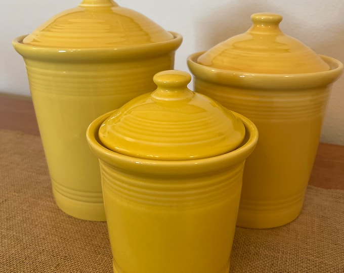 Fiesta CANISTER SET SUNFLOWER Yellow Fiestaware Kitchen Canister Set of ...