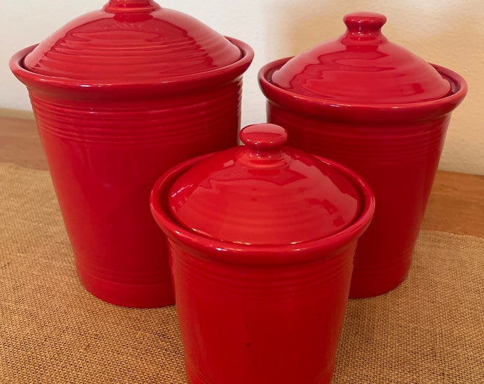 Fiesta CANISTER SET SCARLET Red Fiestaware Kitchen Canister Set of 3 ...