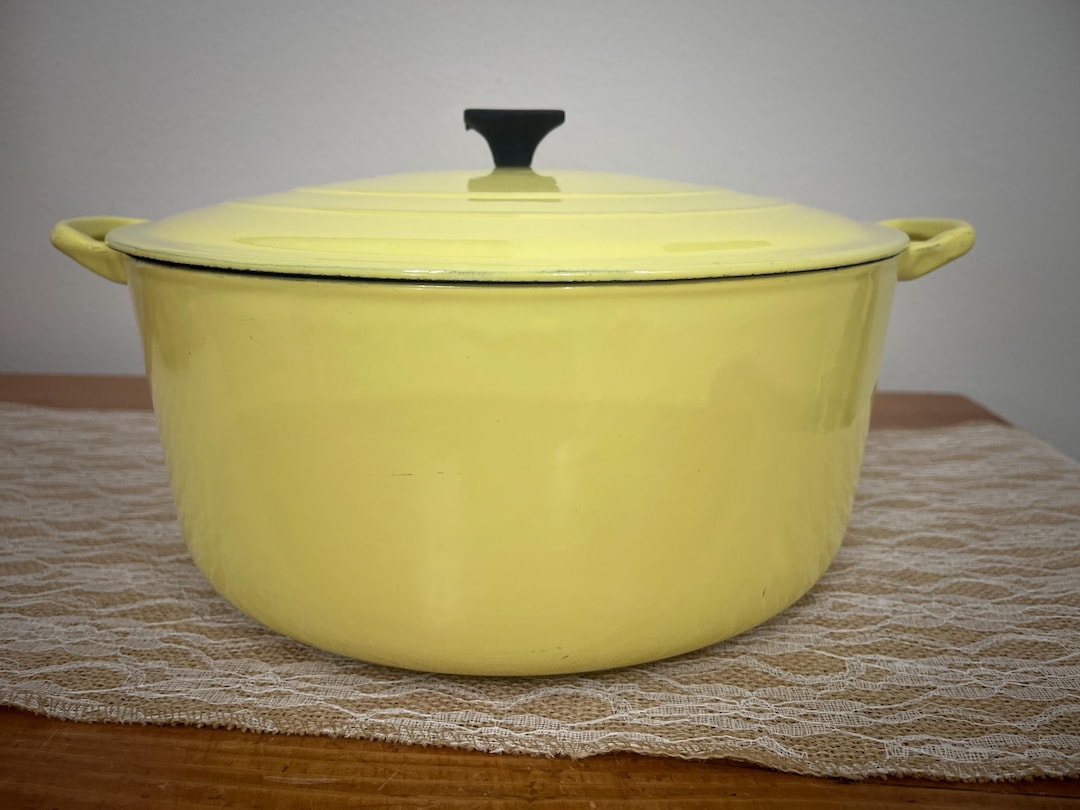 Le Creuset ELYSEES YELLOW Size G 7.25 Quart Dutch Oven Vintage Cast ...