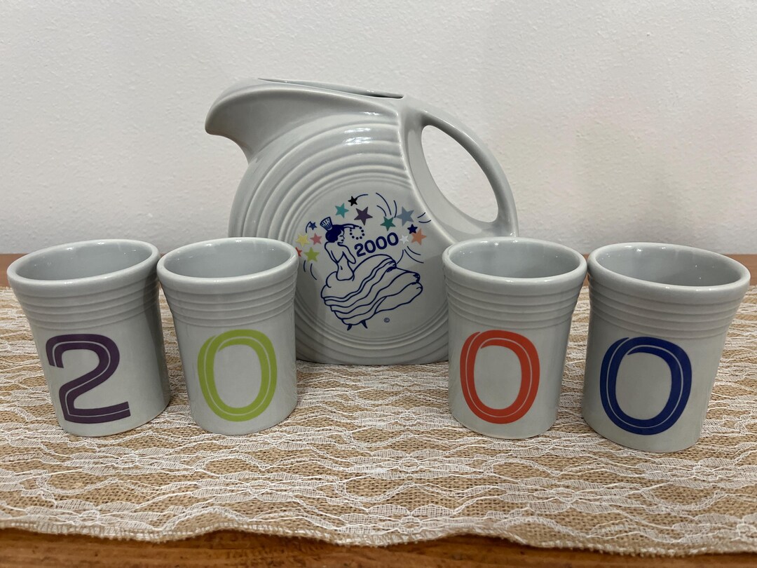Fiesta PEARL GRAY 2000 Disc Pitcher and Tumbler Set Fiestaware New ...