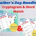 Father's Day Bundle, Word Match Printable, Cryptogram Puzzle, Printable ...