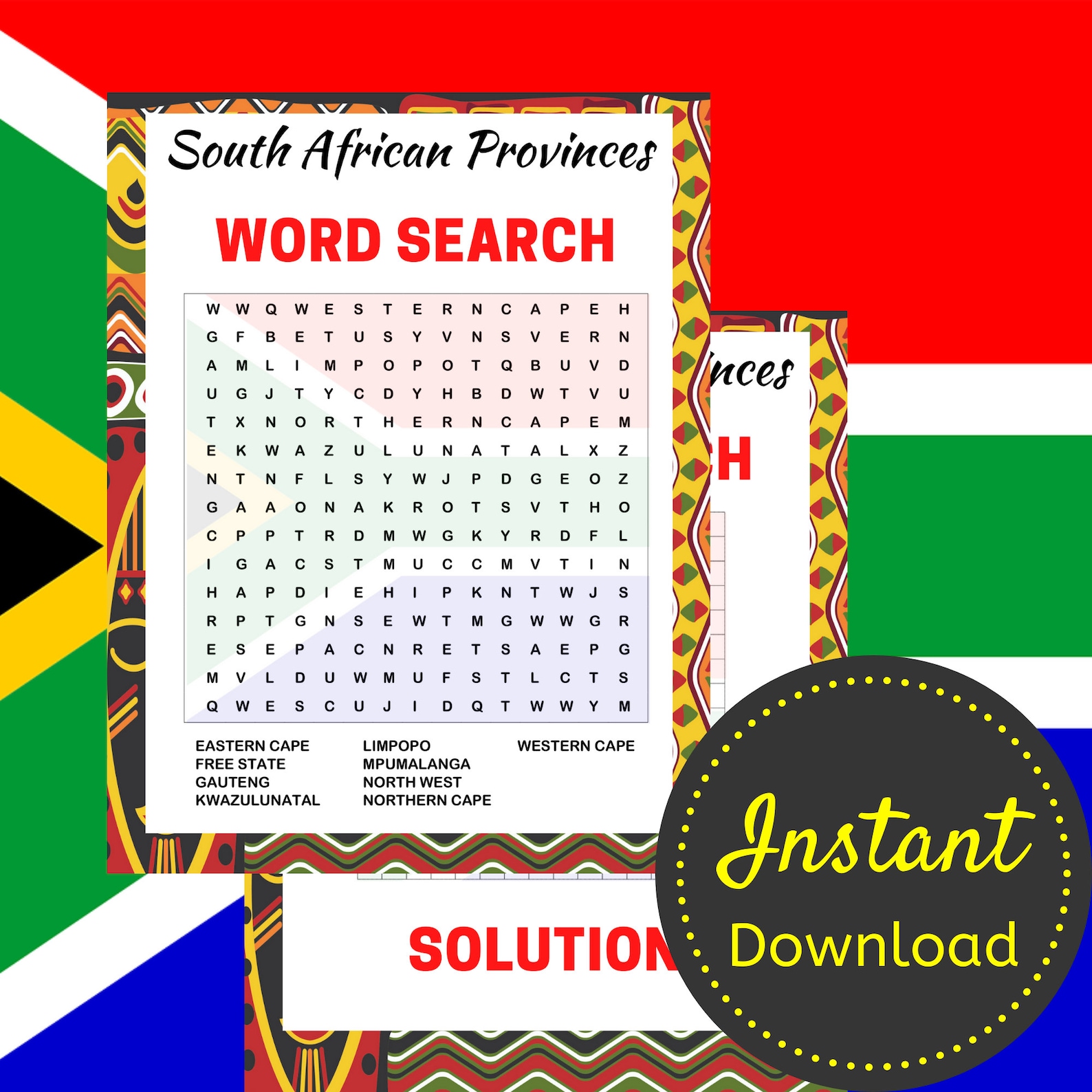 South African Provinces Word Search Printable, Travel Activity Sheets ...