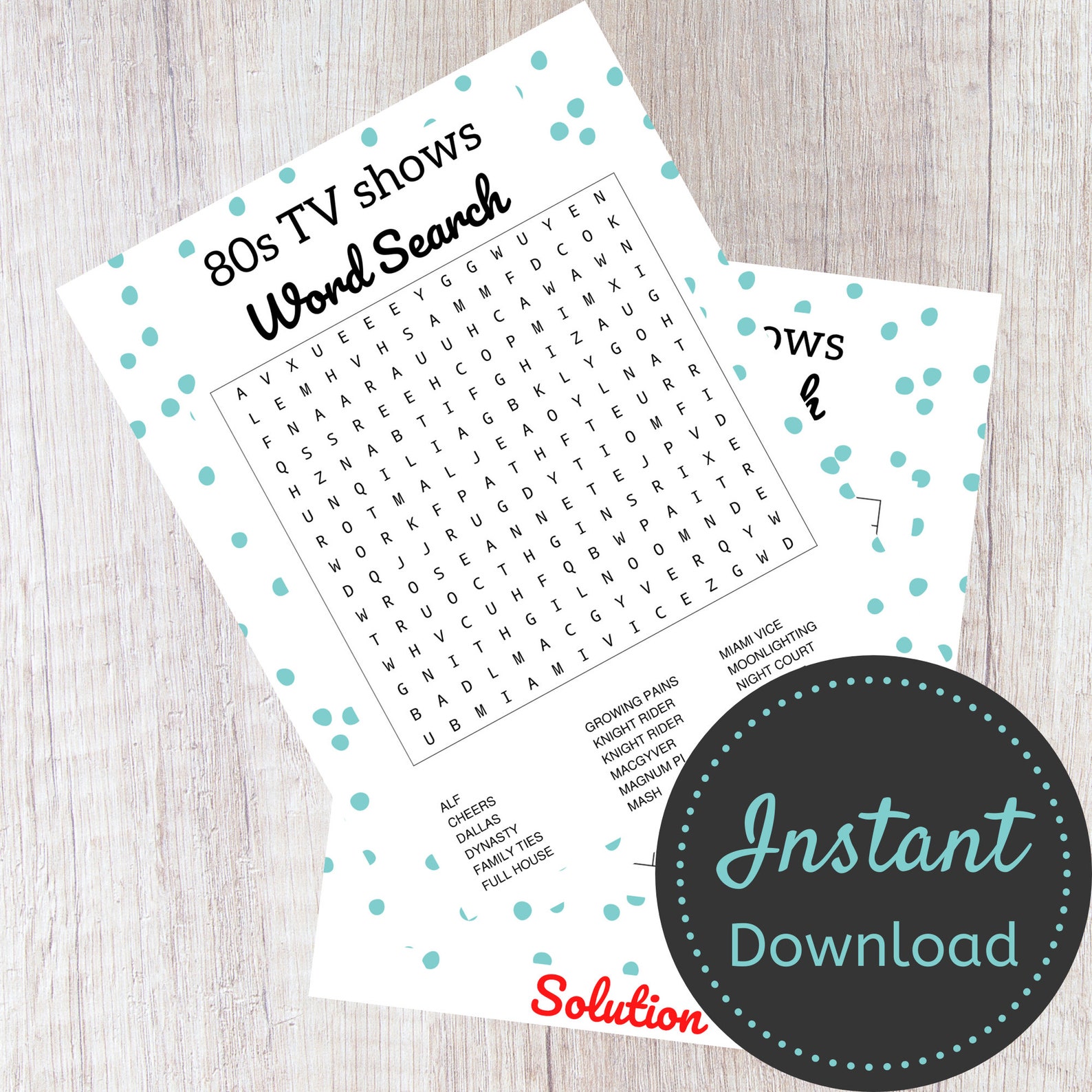 80s TV Shows Game, Word Search Printable, Word Search for Adults and ...