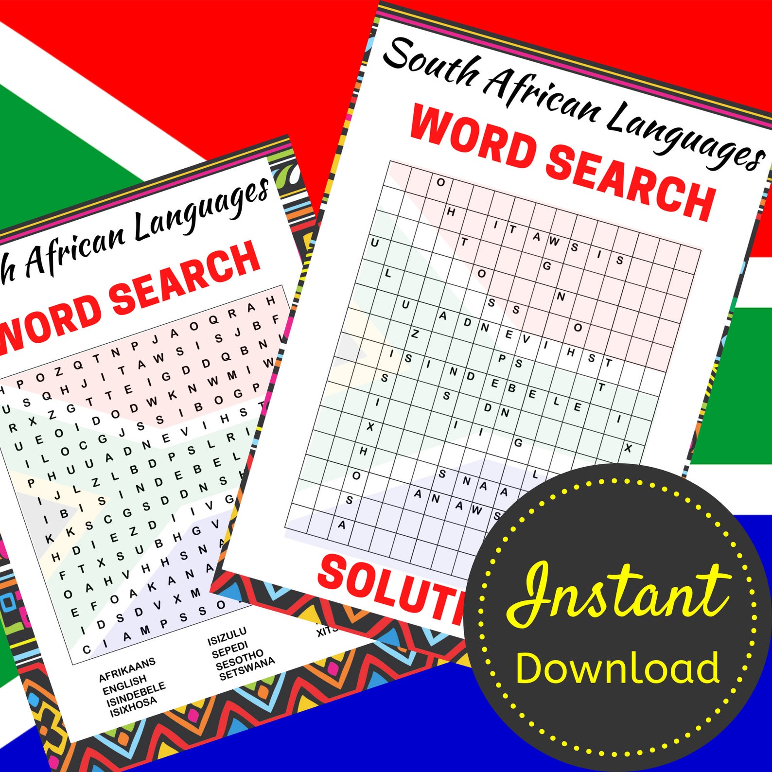 South African Languages Word Search Printable, Travel Activity Sheets ...