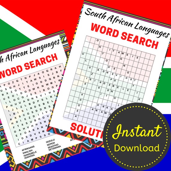 South African Languages Word Search Printable Travel Activity | Etsy