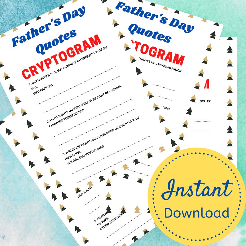 Father's Day Bundle, Word Match Printable, Cryptogram Puzzle, Printable ...