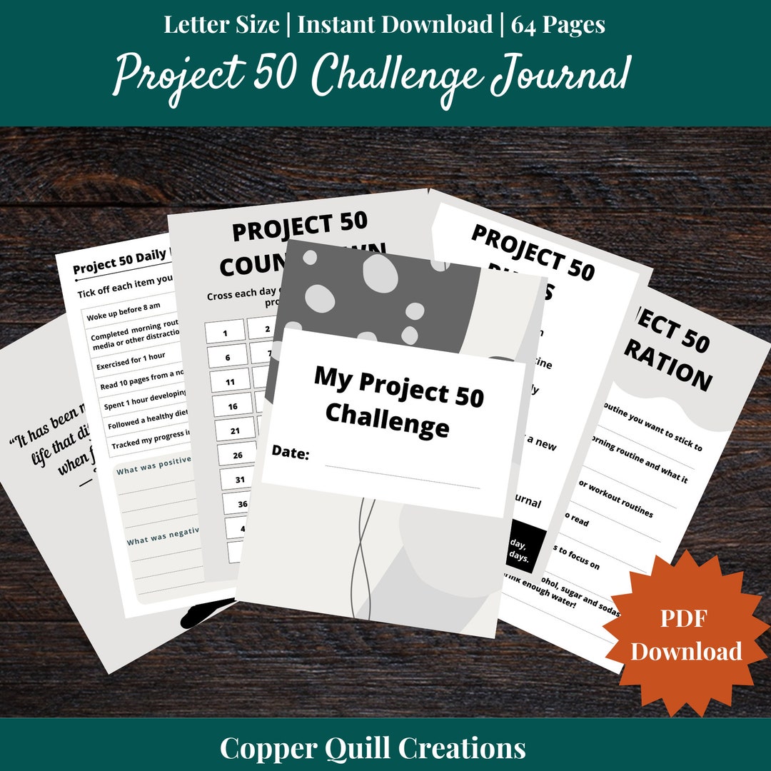 Project 50 Challenge, Self-help Project, Goal Tracker, Fitness ...