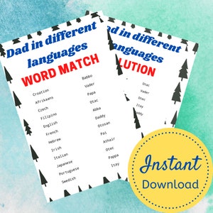 Father's Day Bundle, Word Match Printable, Cryptogram Puzzle, Printable ...