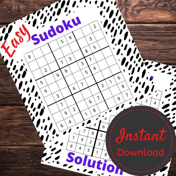 Easy Sudoku Puzzle Printable Sudoku Puzzle Sudoku Puzzle for | Etsy