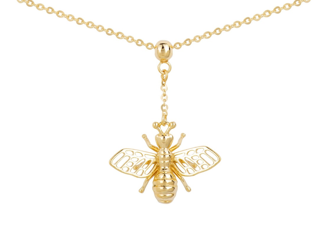 Sterling Silver Bumble Bee Necklace Gold Bee Pendant Bee Necklace Gift ...