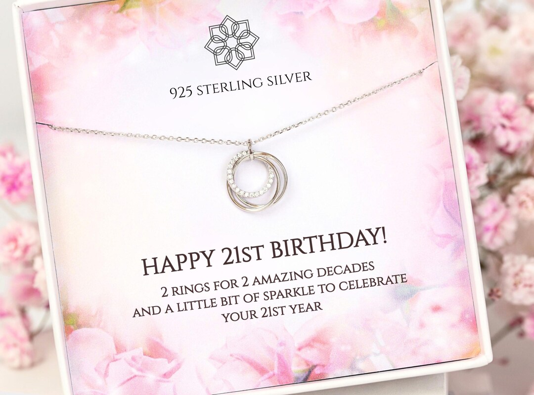 Sterling Silver 21st Birthday Necklace: Interlocking Rings - Etsy