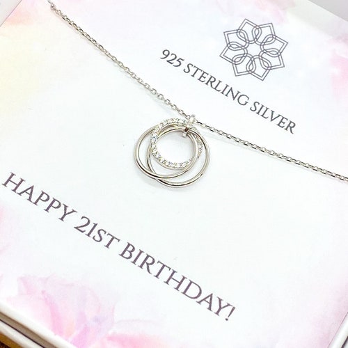 21st Birthday Gift Idea for Her 21 Birthday Silver Necklace - Etsy