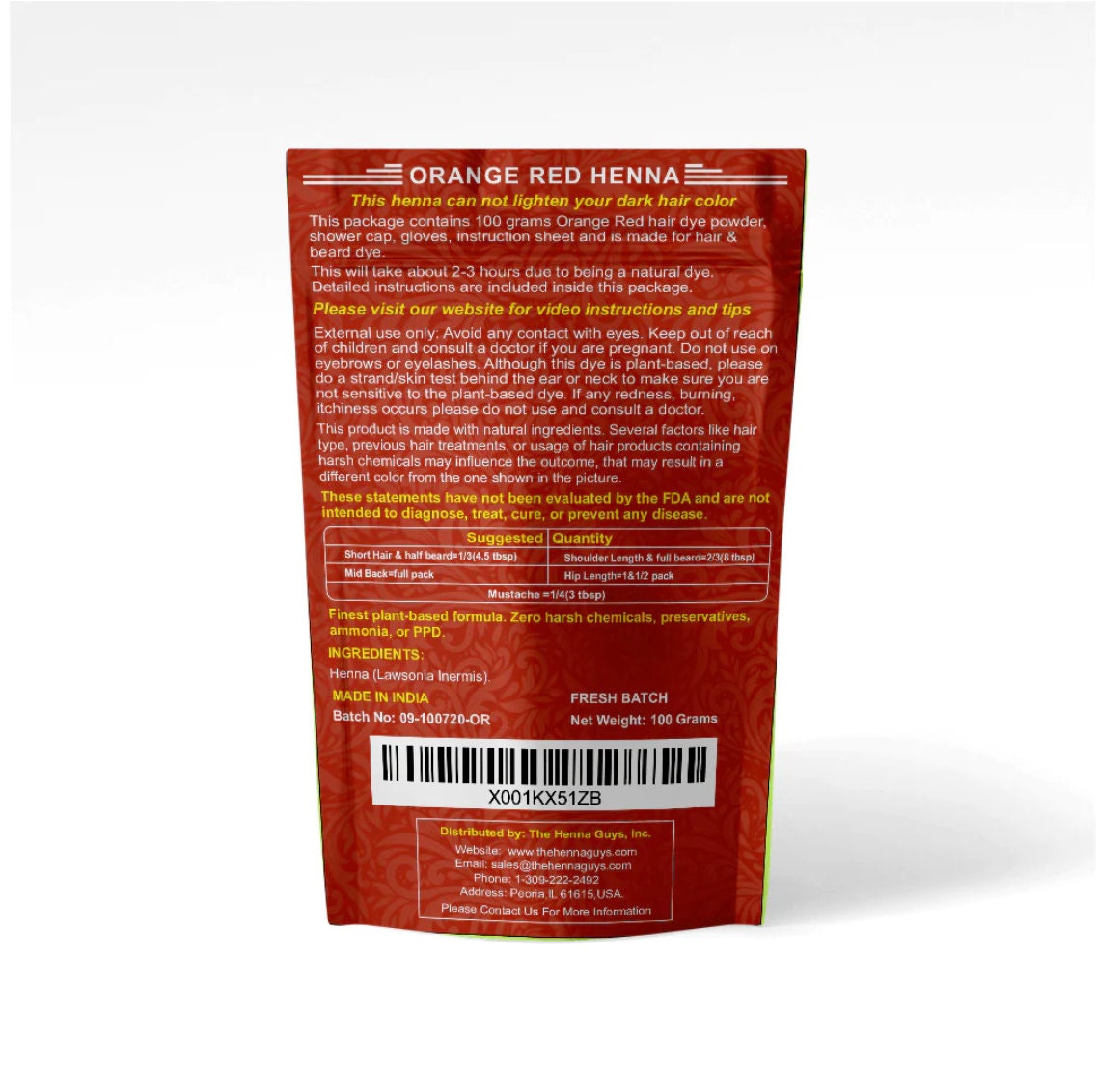 Orange Red Henna for Hair Natural Hair Color Chemical Free Hair Color ...