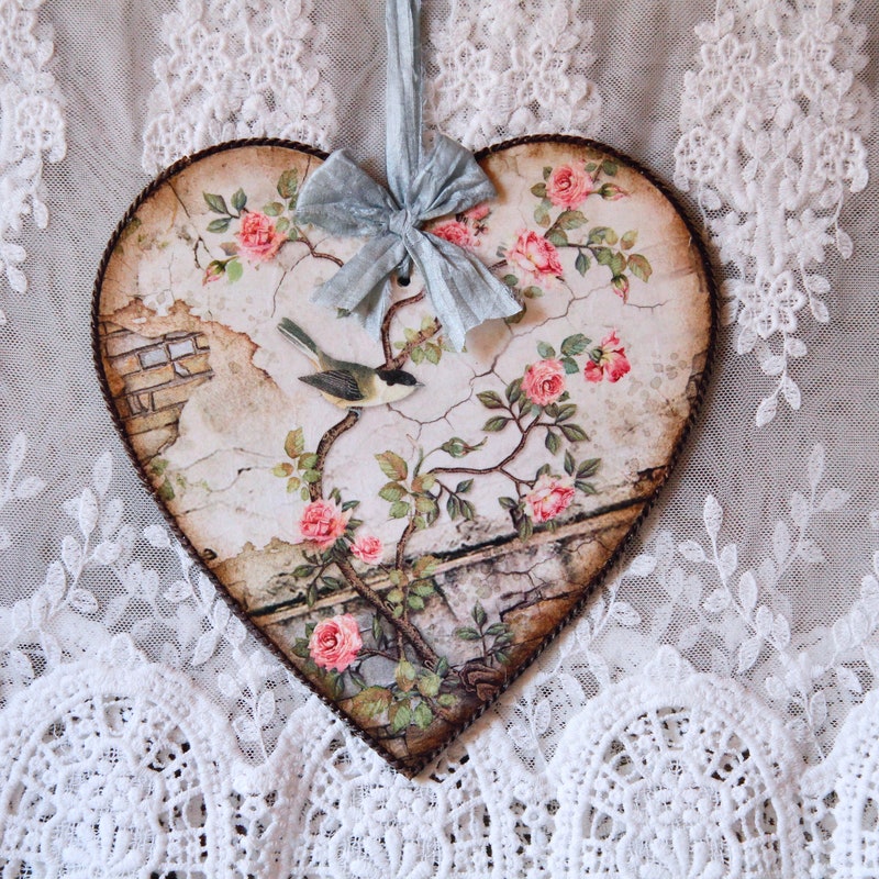 Decoupage Hearts - Etsy UK