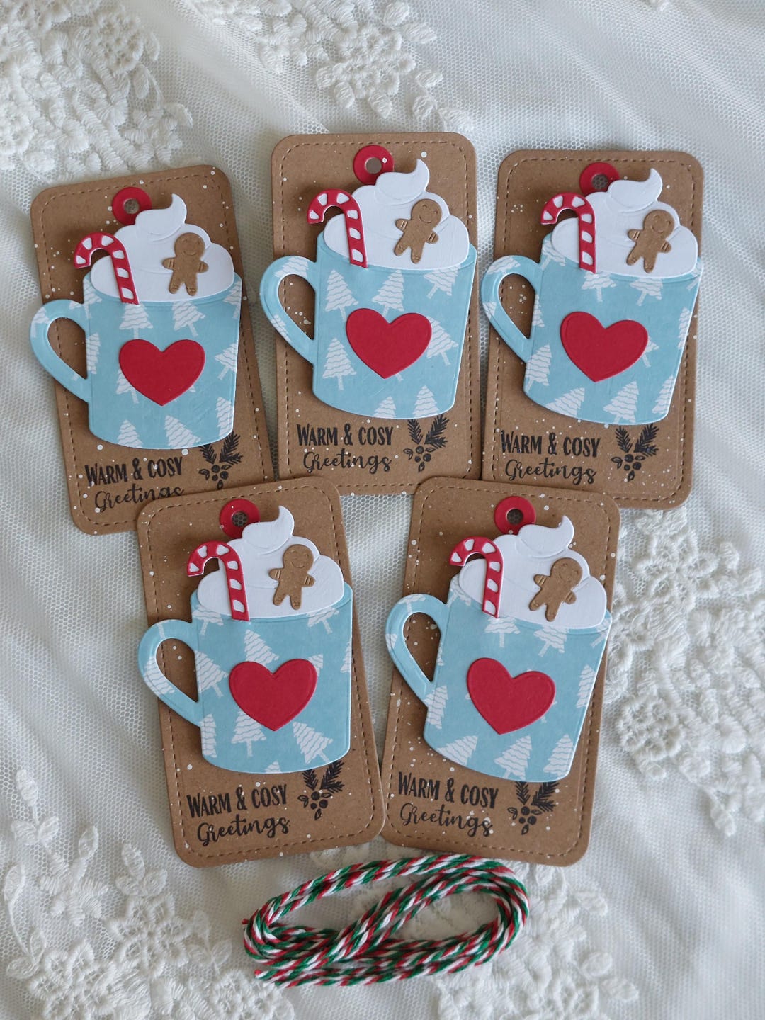 Set of 5 Christmas 2D Tags, Cards, Signs, Toppers for Gifts, Presents ...