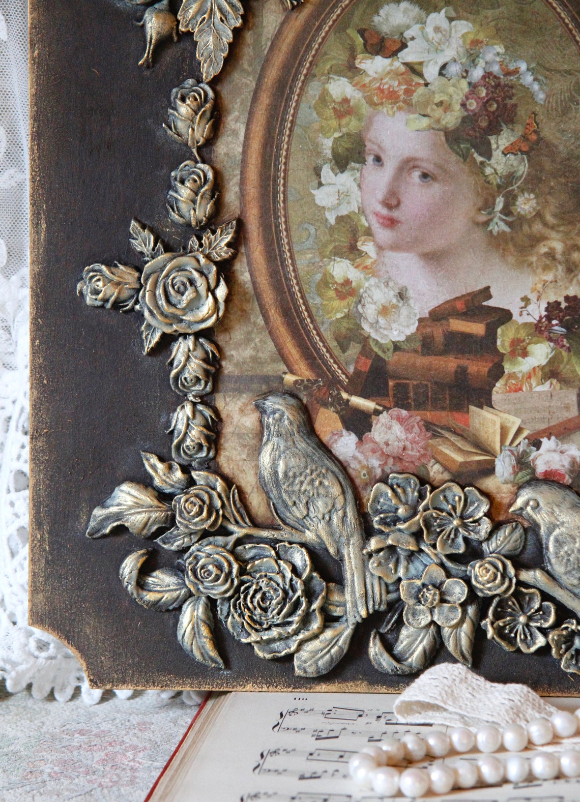 Decoupage, Decorated Plaque. Handcrafted. Decor. Shabby Chic. Gift ...
