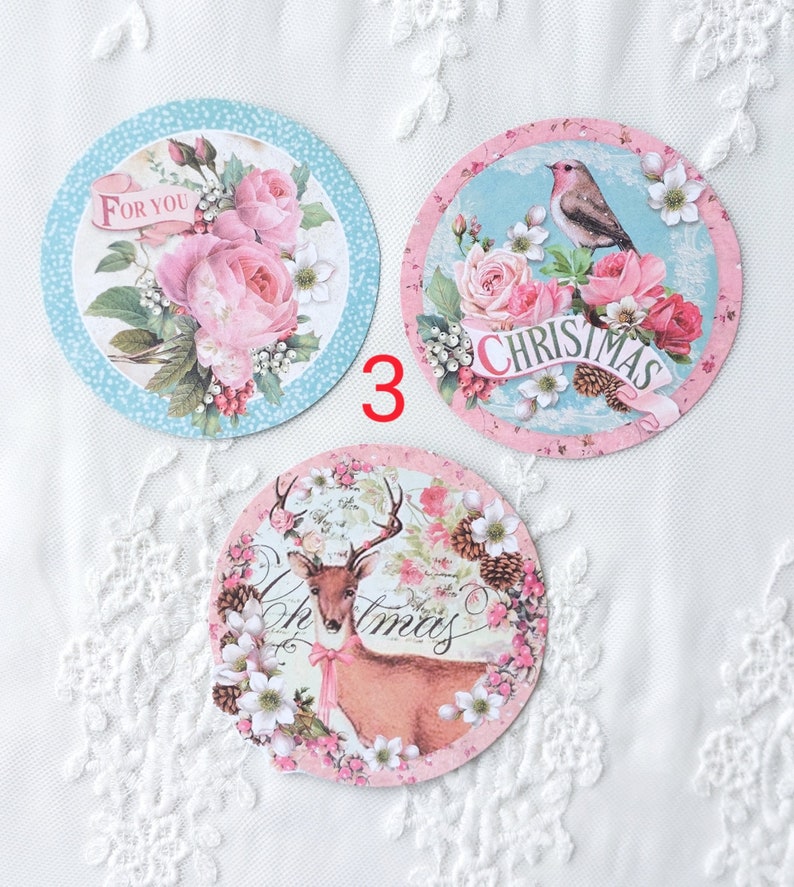 Stamperia Pink Christmas Round Cards, Tags, Toppers, Labels. Crafts ...