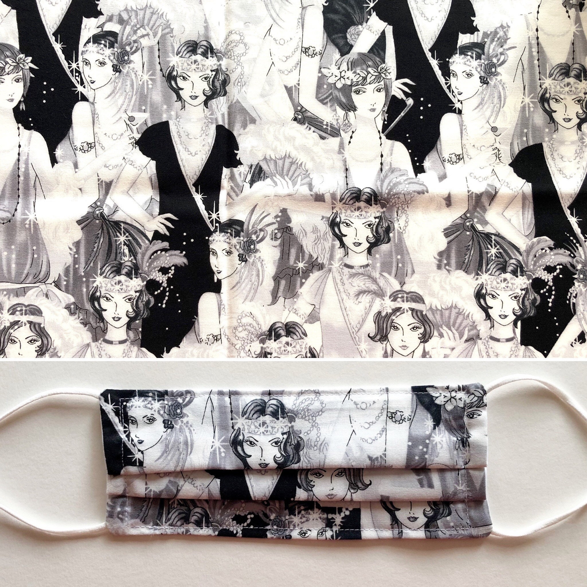 Roaring 2020s Gatsby Gals Flapper Face Mask With Nose - Etsy