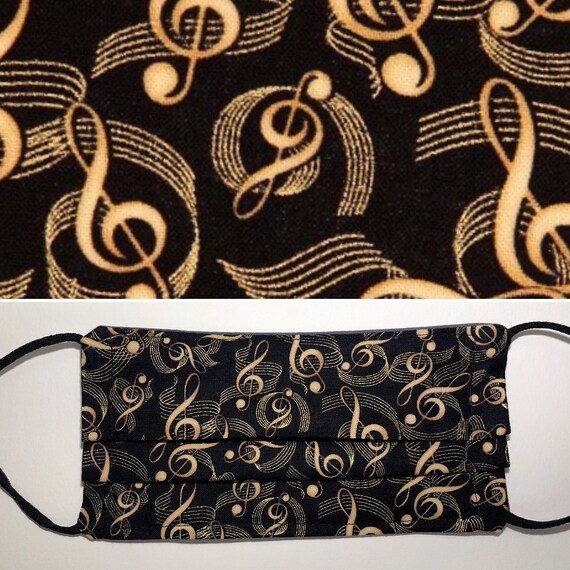 Golden Glittery Treble Clef Musical note face mask with nose | Etsy