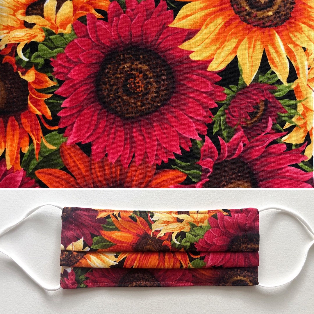 Vibrant Bold Sunflowers Face Mask With Nose Wire and Optional Filter ...