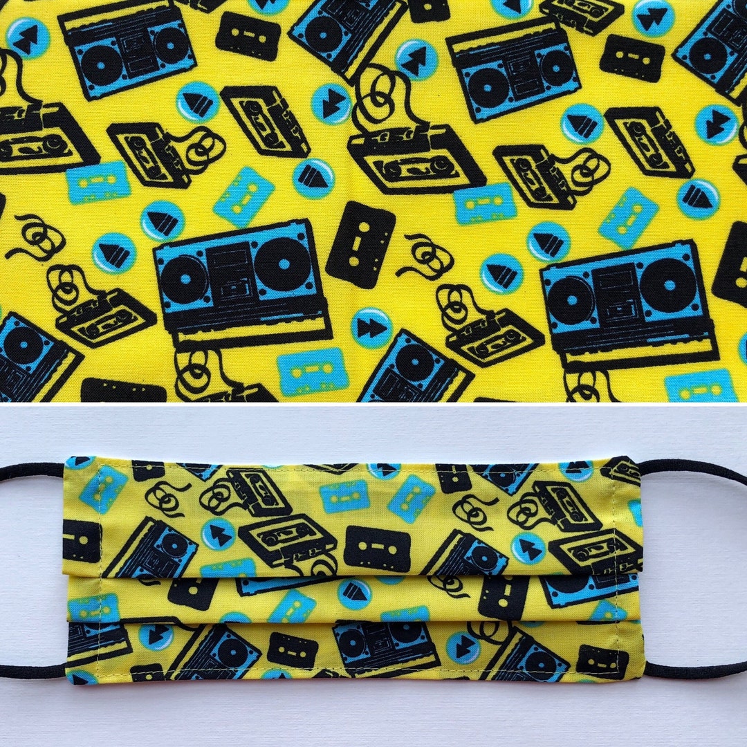 Retro Cassette Mix Tape Face Mask With a Nose Wire & Adjustable Elastic ...