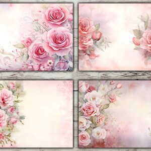 Pink Roses Digital Paper for Your Paper Crafts, Junk Journals, Flower ...