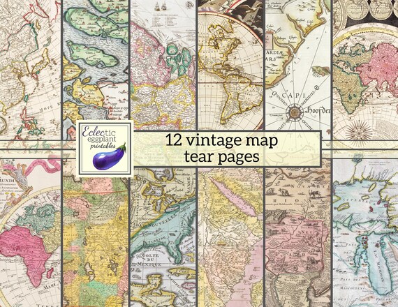 Vintage Map Tear Pages for Your Junk Journals Old - Etsy
