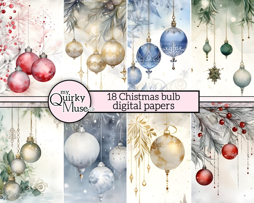 Christmas Bulb Digital Paper for Your Holiday Projects, Junk Journals ...
