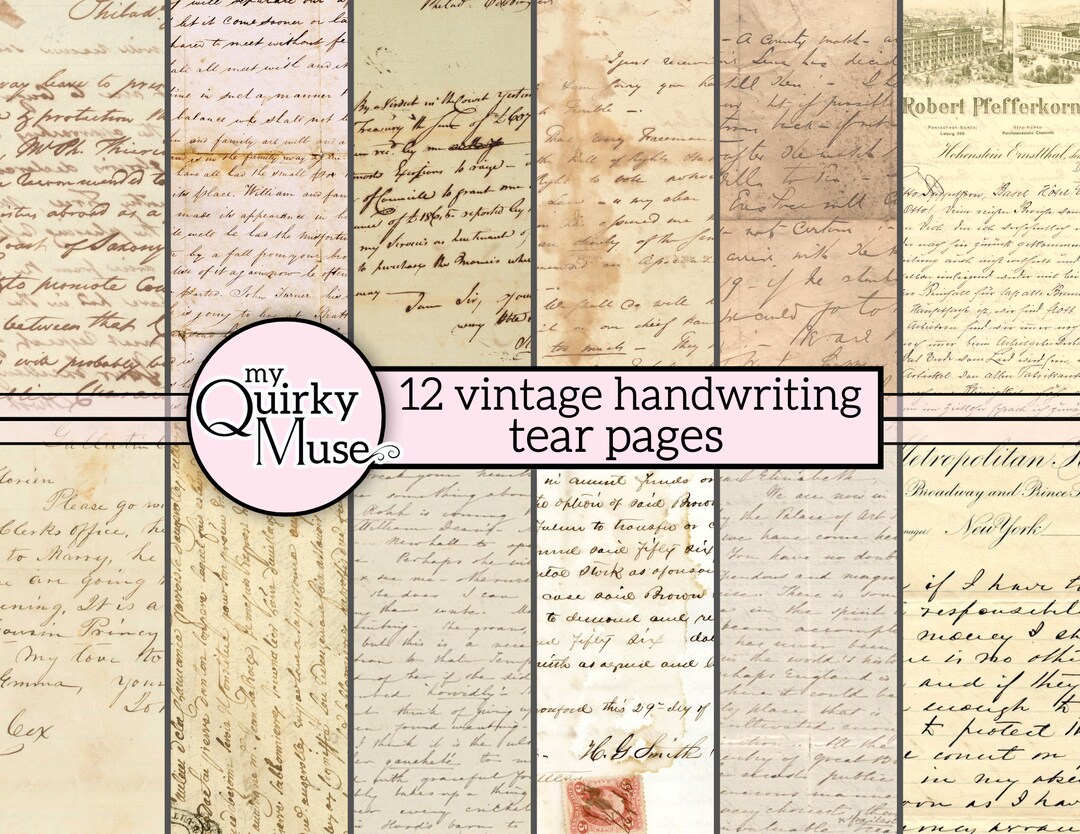 Vintage Handwriting Tear Pages for Your Junk Journals, Collage Paper ...