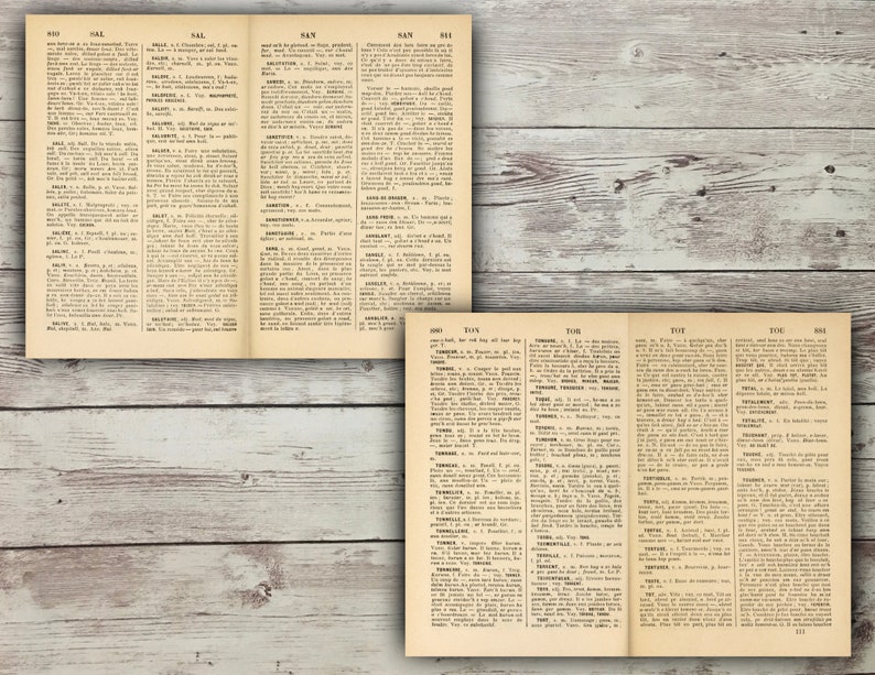 Vintage French Dictionary Printable Paper for Your Junk Journals, Amour ...