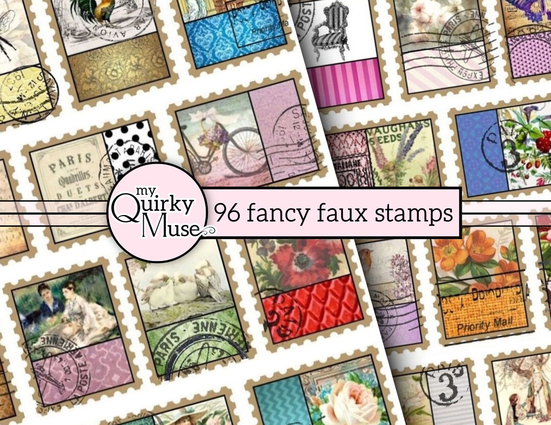 Fancy Faux Postage Stamps for Your Junk Journal, Scrapbook Collage ...