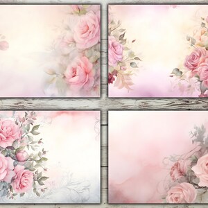 Pink Roses Digital Paper for Your Paper Crafts, Junk Journals, Flower ...
