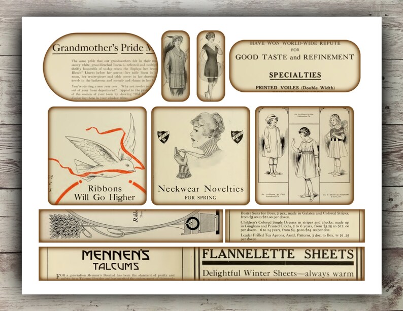 Vintage Fashion Ephemera Kit: Junk Journal Embellishments (digital ...