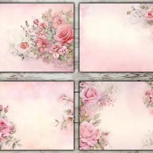 Pink Roses Digital Paper for Your Paper Crafts, Junk Journals, Flower ...