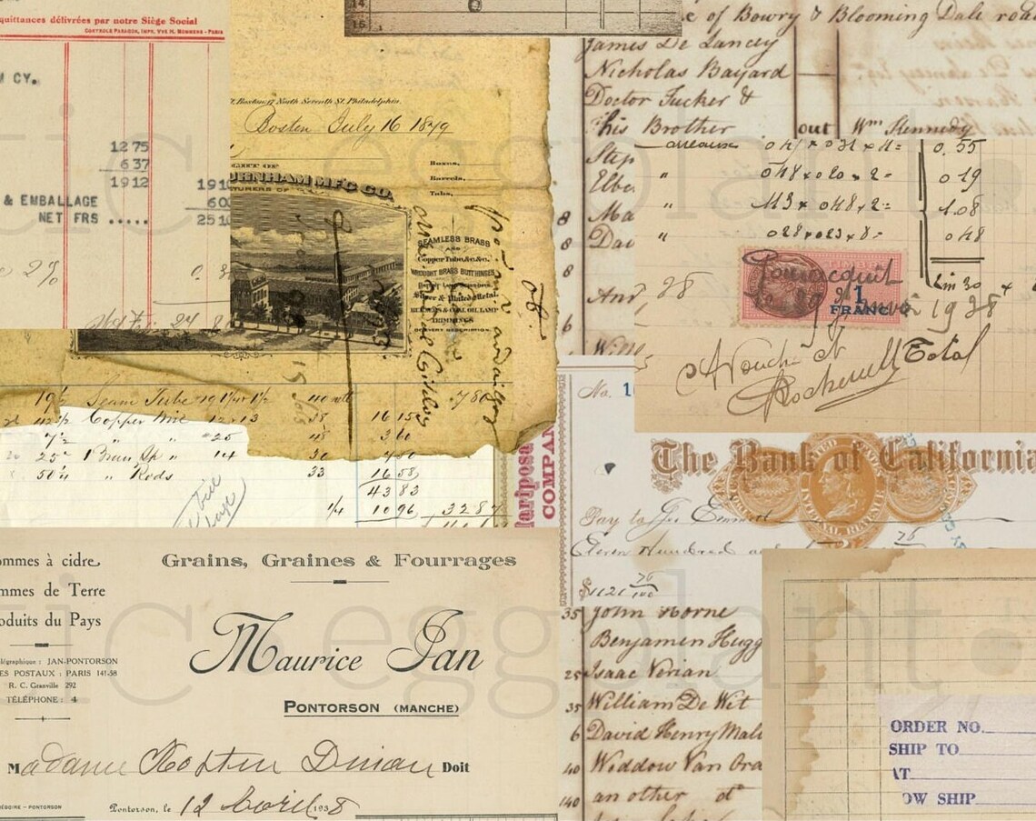 Vintage Receipt Collage Pages for Your Junk Journals Ephemera | Etsy