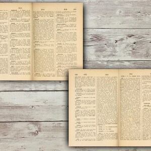 Vintage French Dictionary Printable Paper for Your Junk Journals, Amour ...