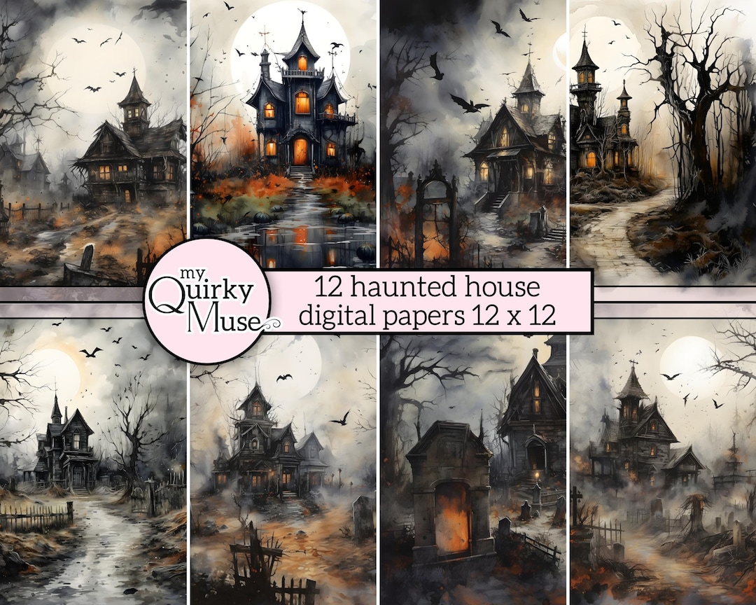 Haunted House Digital Paper for Your Spooky Halloween Projects, Junk ...