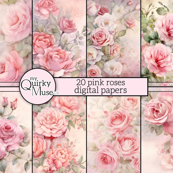 Roses Digital Paper - Etsy