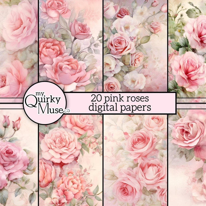 Roses Digital Paper - Etsy
