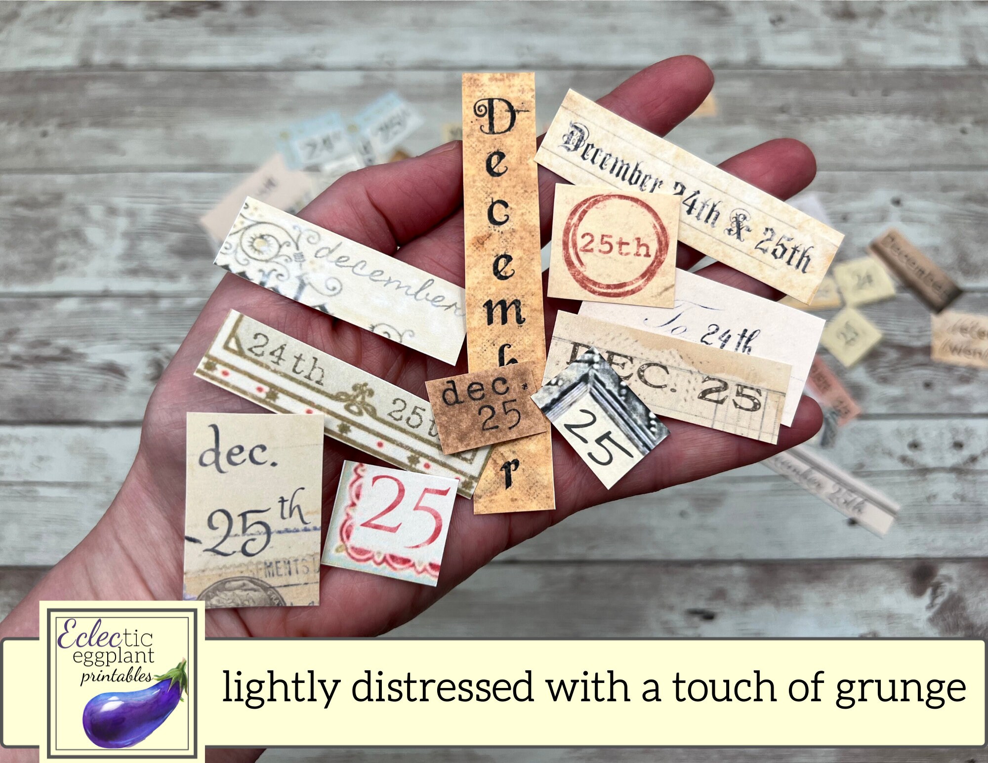 Grunge Christmas Date Labels for Your Junk Journal Distressed | Etsy